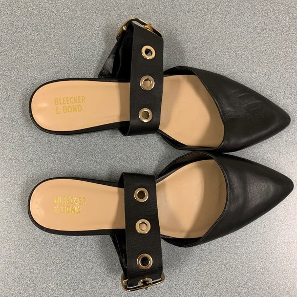 Bleecker And Bond | Shoes | Nwotwomens Black Mules Flats With Buckle ...